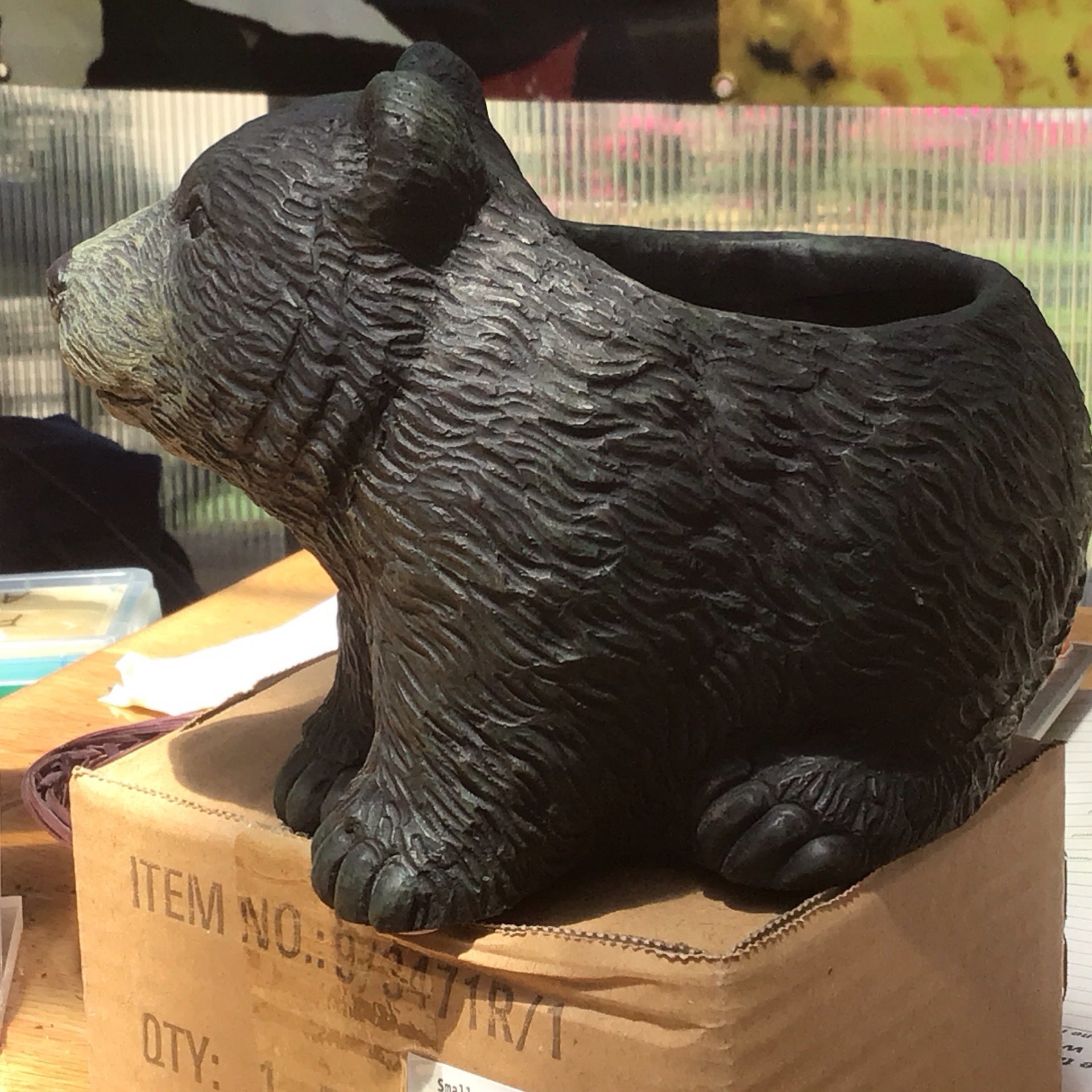 Bear Planter with Drainage Plug - Dark Brown | Pratt Family Greenhouse